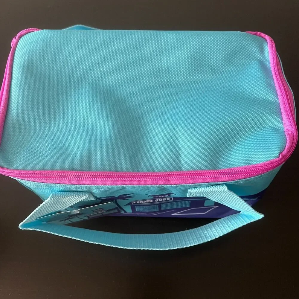 Trader Joe'S | Bags | Trader Joes Mini Insulated Bag Blue Pink Zipper ...